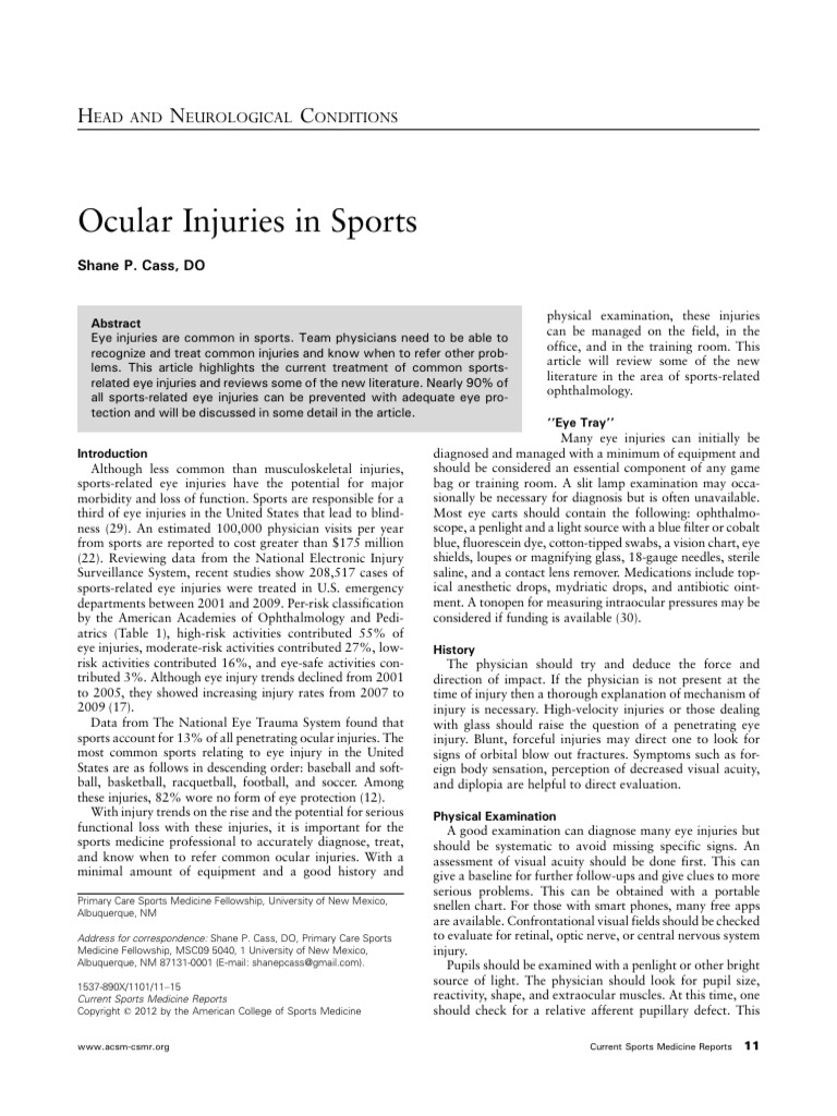 Ocular Injuries in Sports.6 | PDF | Ultraviolet | Ct Scan