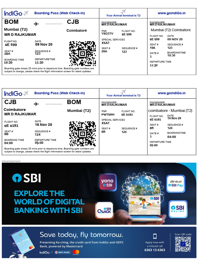 Both Boarding Passes Indigo | PDF | Aviation
