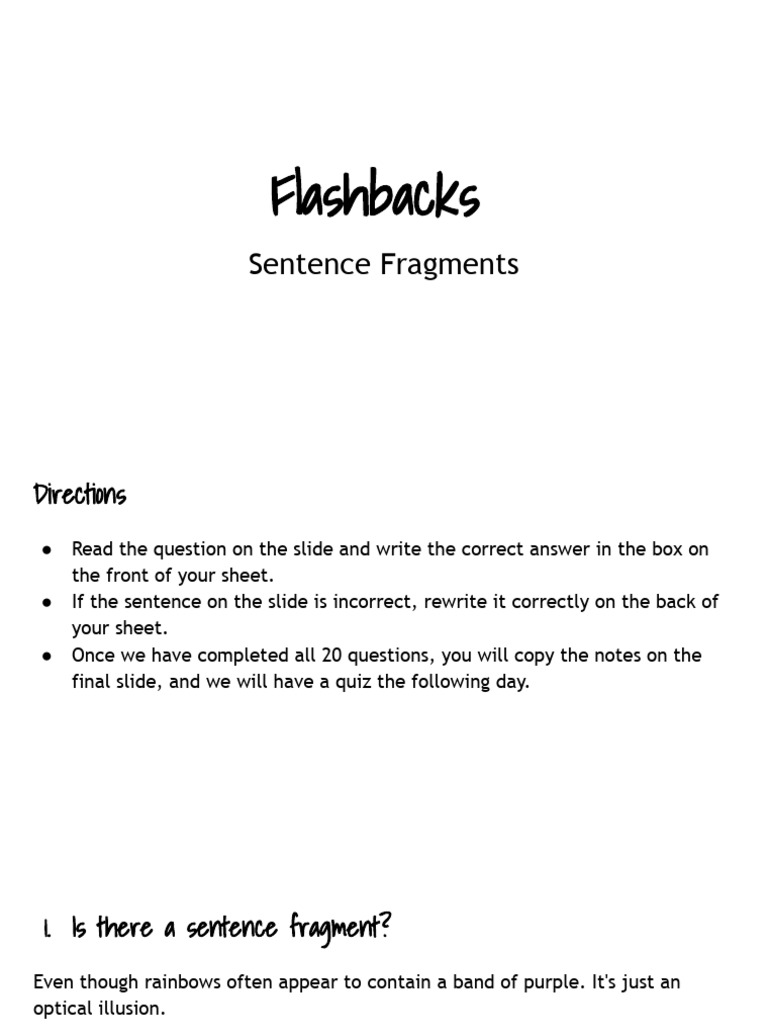 Flashbacks Sentence Fragments (1) | PDF