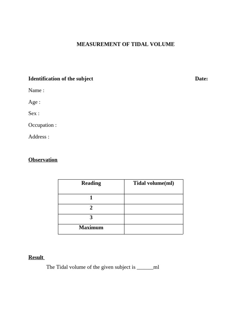 Tidal Volume | PDF