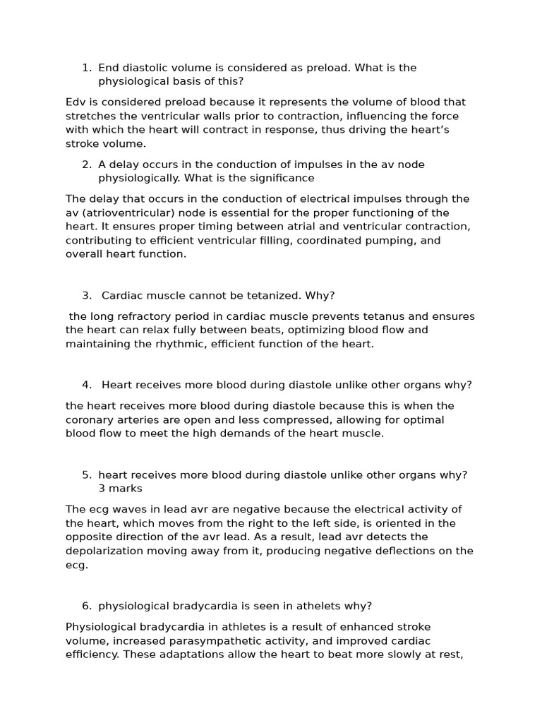 Physio CVS assertion reason | PDF | Heart | Diastole