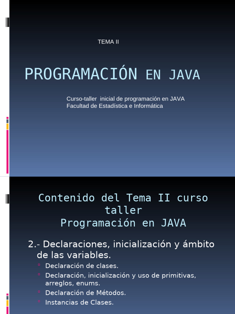 Curso Java: Variables y Clases | PDF | Objeto (informática) | Java ...