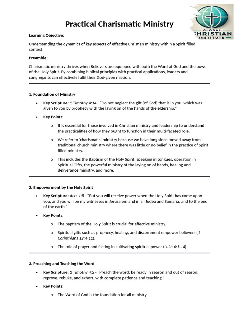 Practical Charismatic Ministry GCI | PDF | Baptism With The Holy Spirit ...