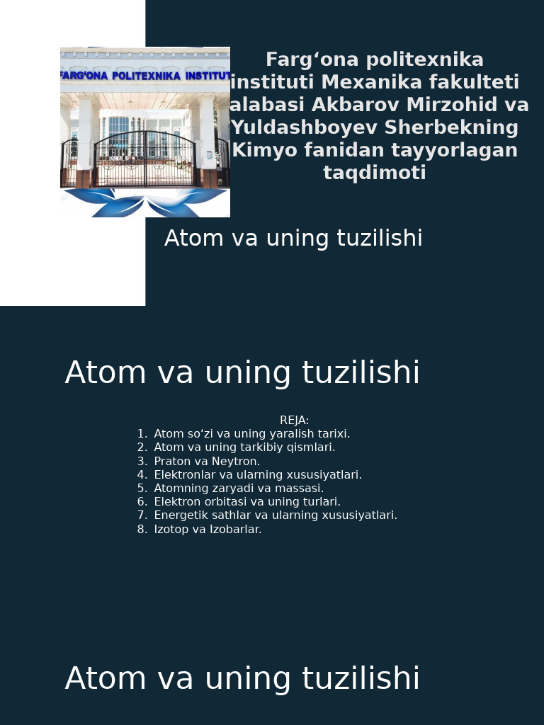 Atom Va Uning Tuzilishi | PDF