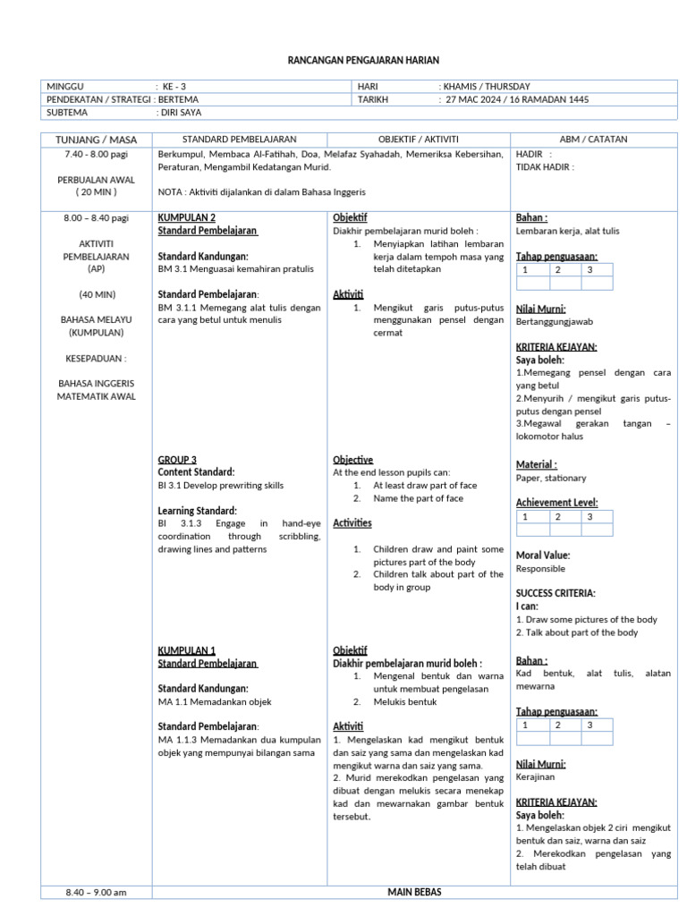 Khamis Rph24-Minggu 3 Diri Saya | PDF