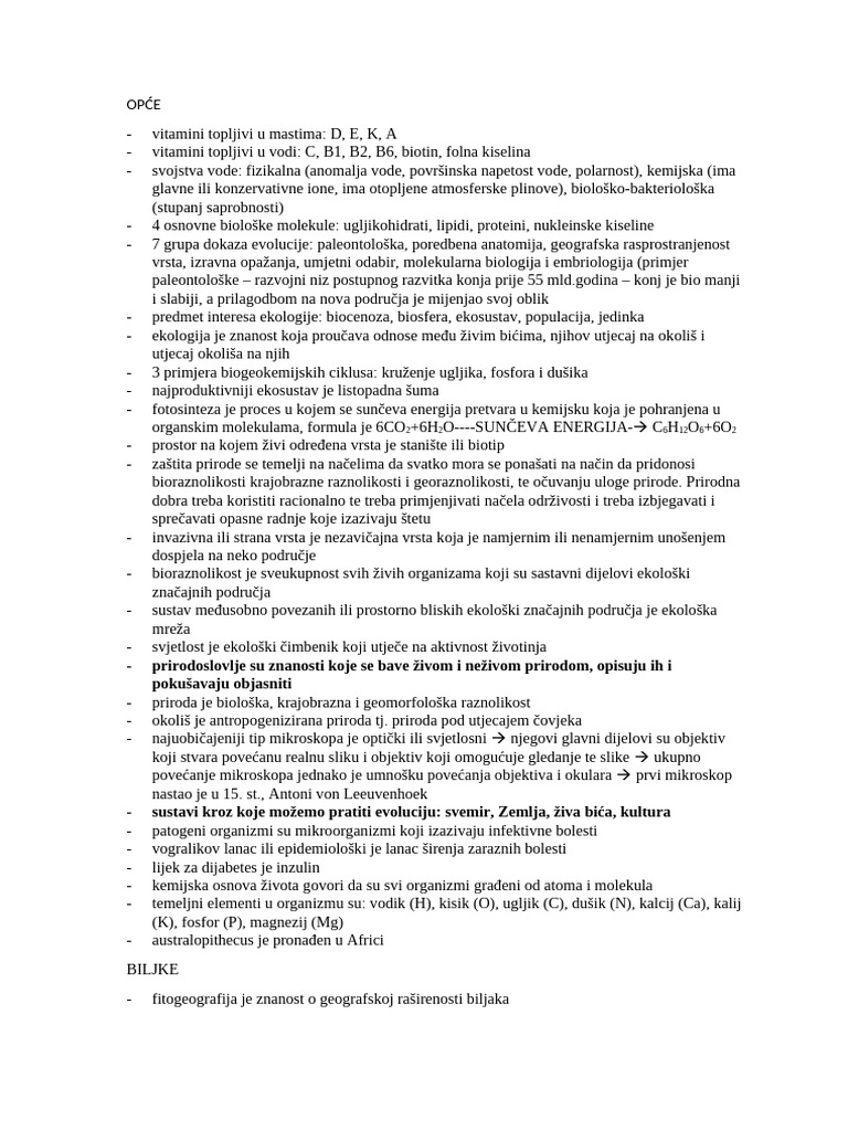 KOLOKVIJ SVA PITANJA-prirodoslovlje | PDF