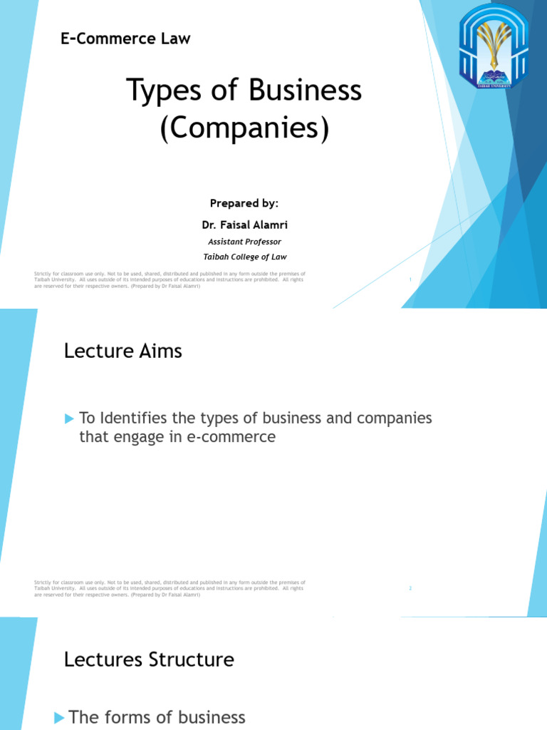 Ecommerce Slide Week 3 Types of Business (Companies Law) Updated ...