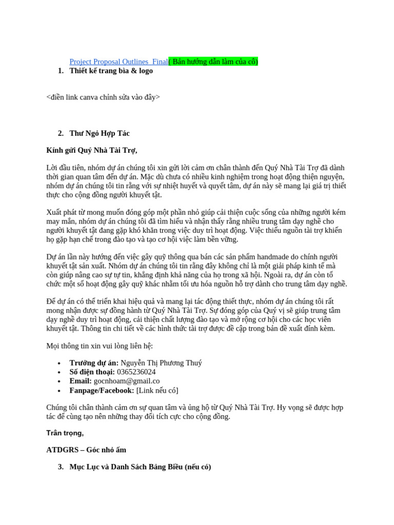 Project Proposal Outlines | PDF