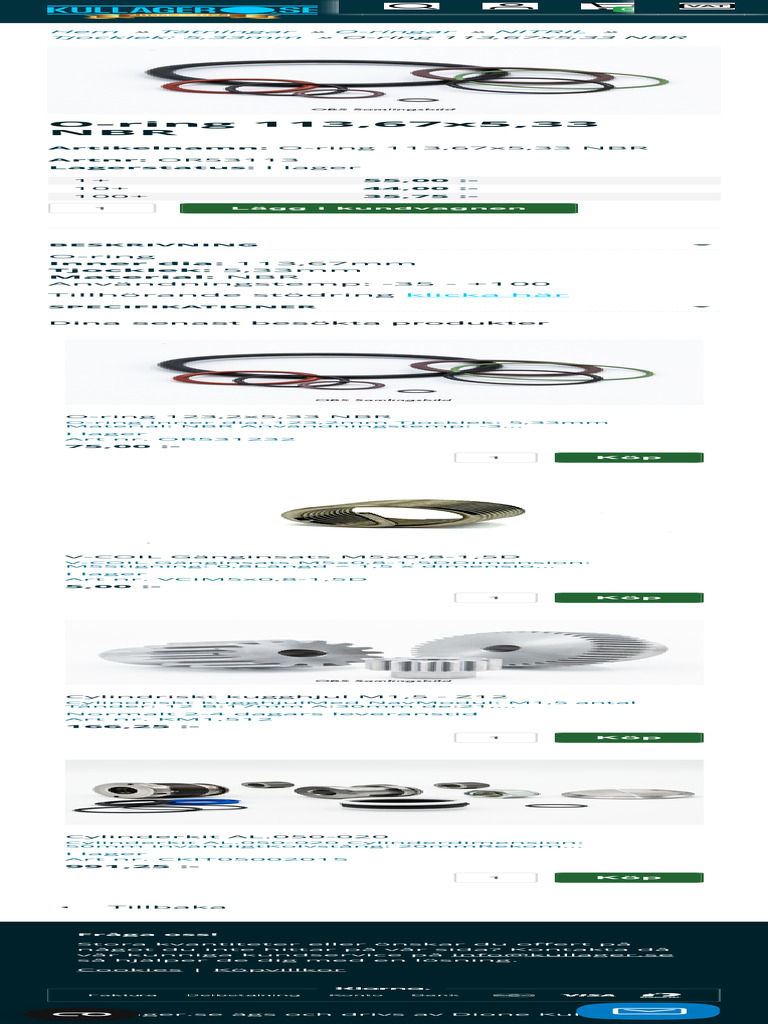 O-Ring 113,67x5,33 NBR Kullager - Se | PDF