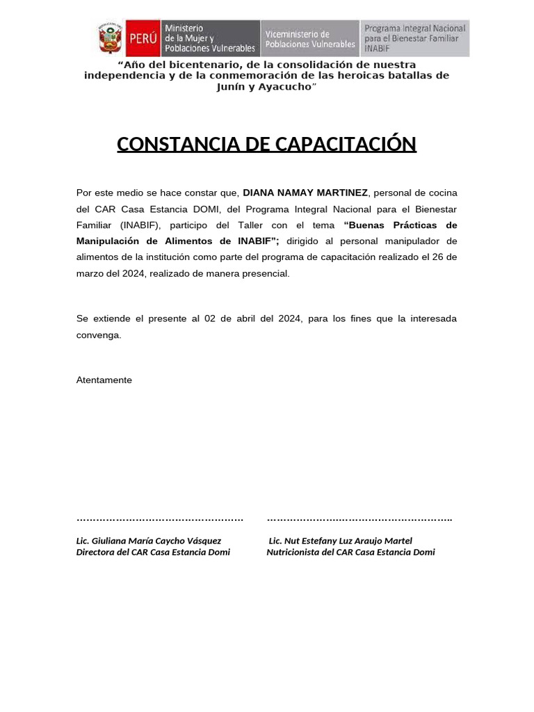 Constancia BPM Diana | PDF