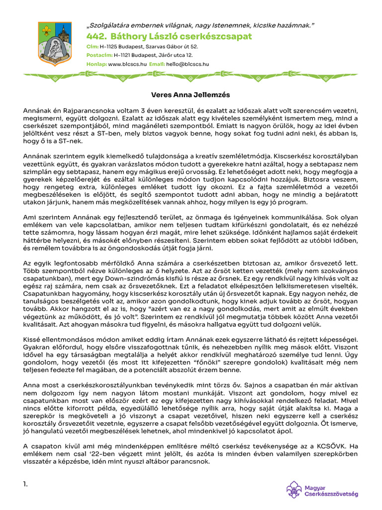 Veres-Anna-ST-jellemzés | PDF