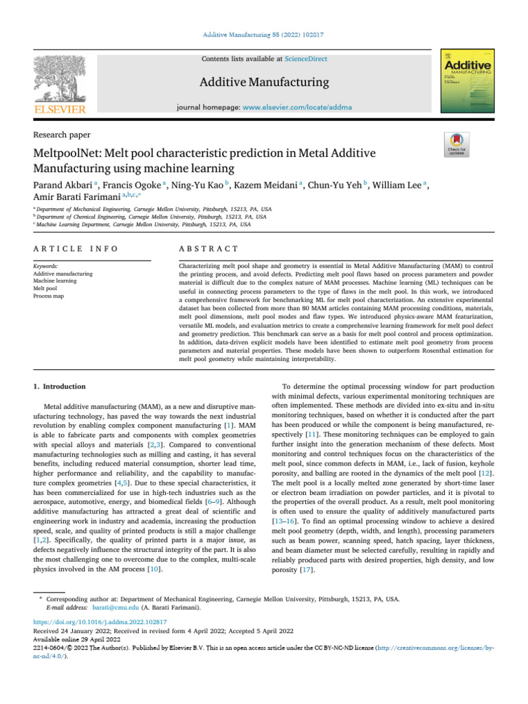 MeltpoolNet Melt Pool Characteristic Prediction in Metal Additive Manufacturing Using Machine ...