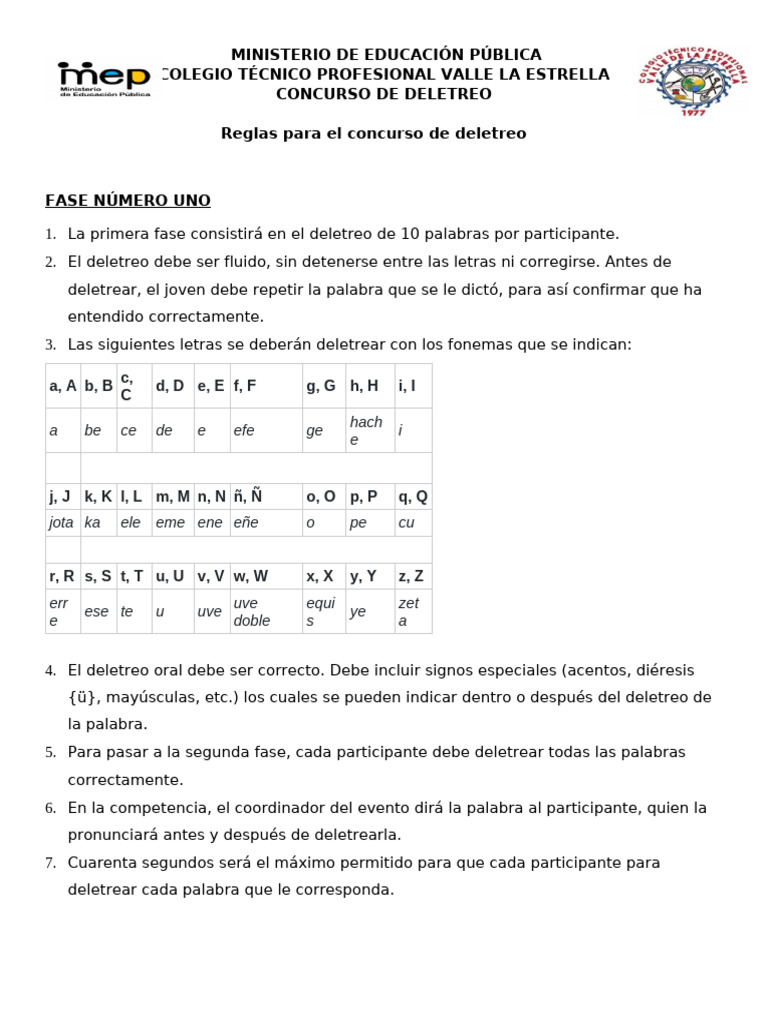 Concurso de Deletreo | PDF