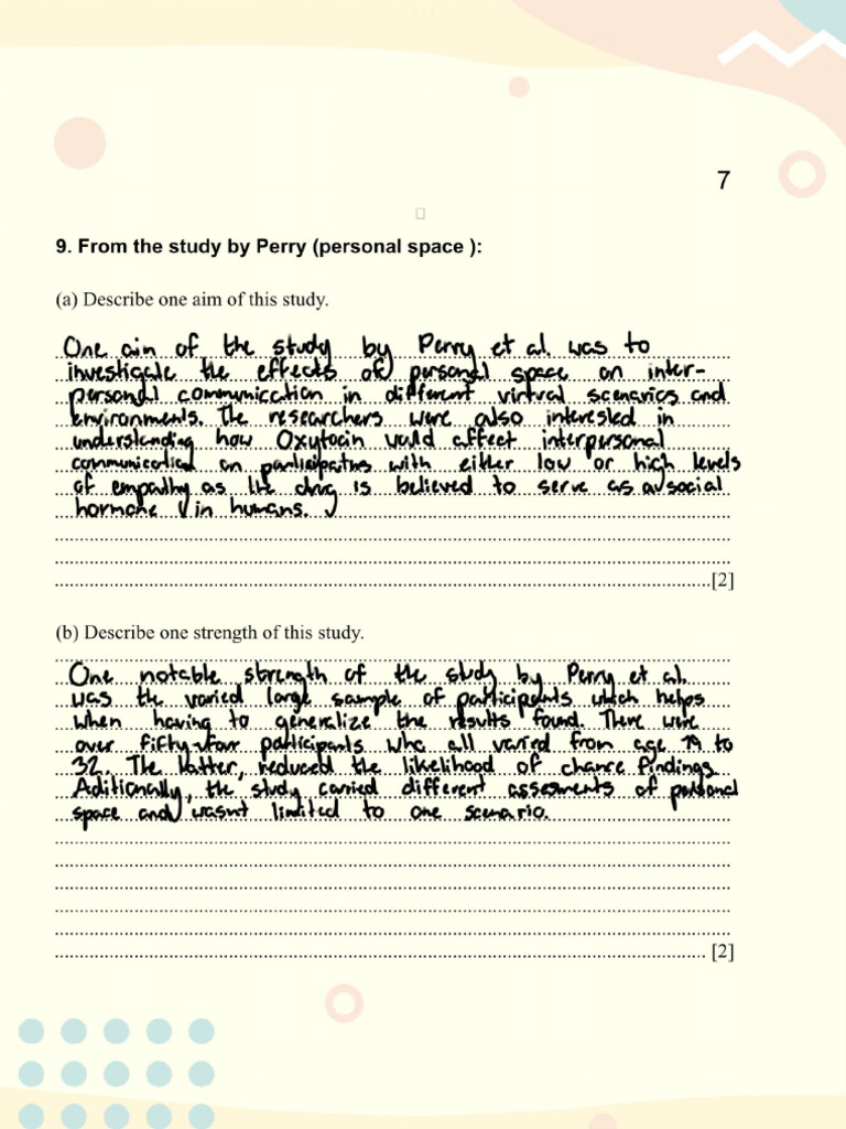 Perry Et Al (Personal Space) Questions | PDF