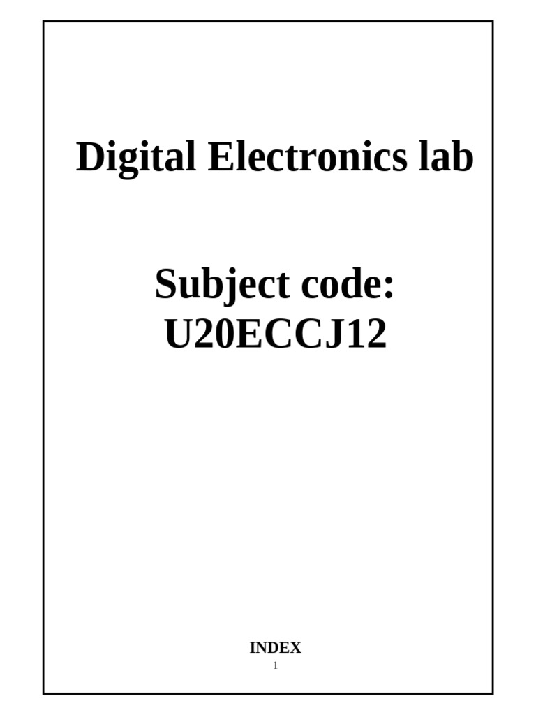 Digital Electronics (CSE) Lab Manual | PDF | Logic Gate | Electronics