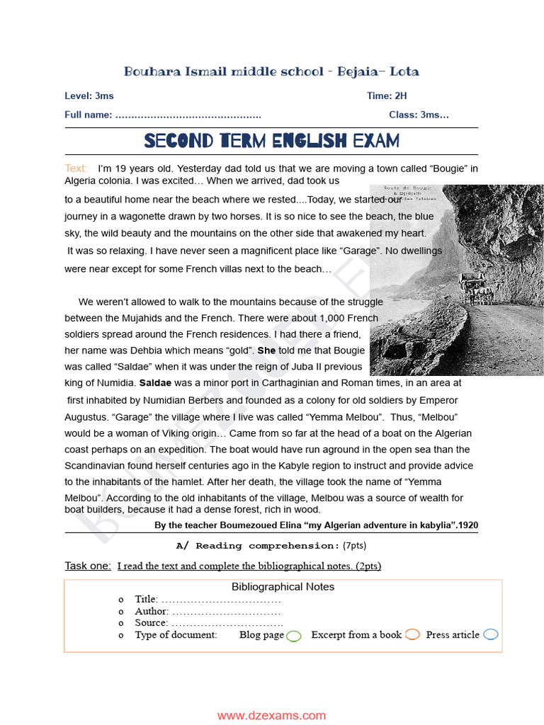 Dzexams 3am Anglais 1286287 | PDF | Syntax | Grammar