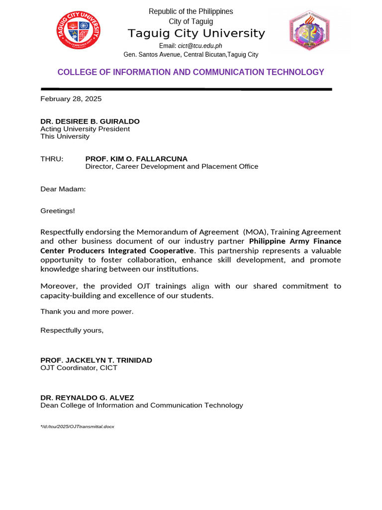 Taguig City University: College of Information and Communication ...