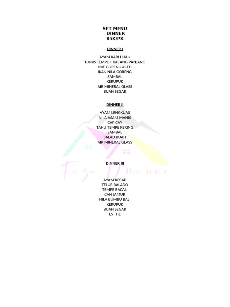 Set Menu Buffet | PDF