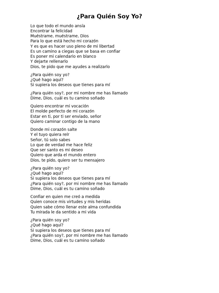 Para Quién Soy Yo Letra | PDF