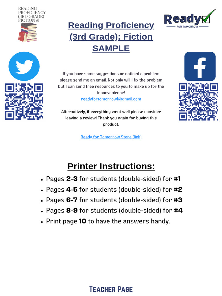 3rd Grade Fiction Reading Proficiency | PDF