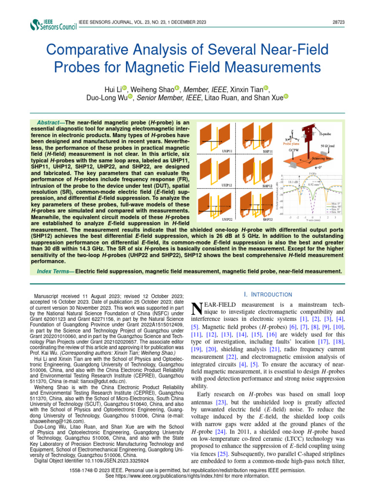 Comparative Analysis of Several Near-Field Probes For Magnetic Field ...