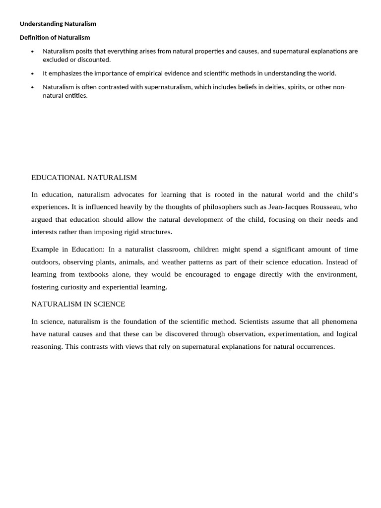 Understanding Naturalism | PDF | Naturalism (Philosophy) | Science