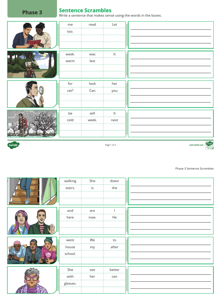 Phase 3 Sentence Scrambles Activity | PDF