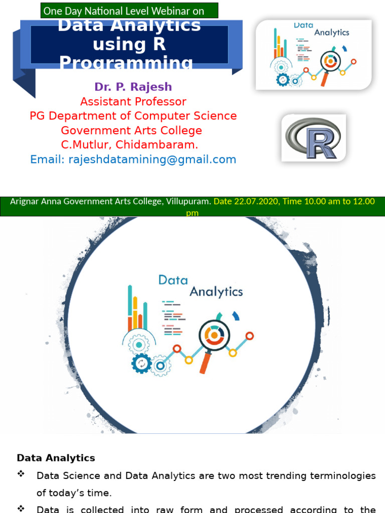 DataAnalyticsUsingR Dr.P.rajesh | PDF | Analytics | Data Analysis