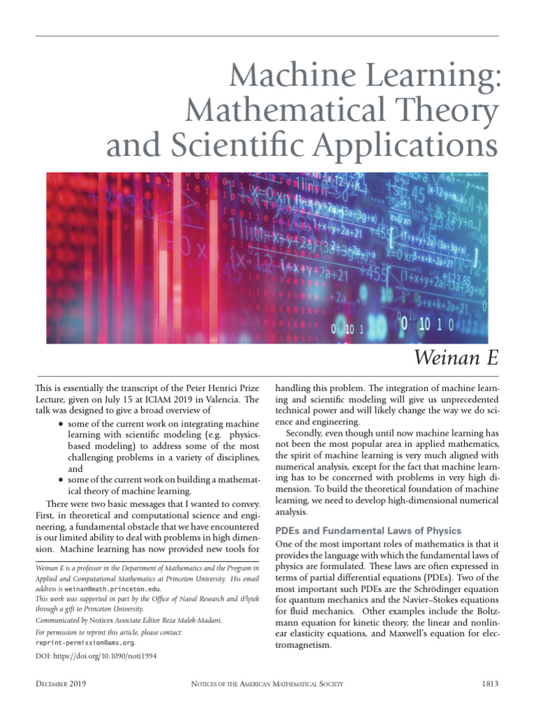 Notices of the American Mathematical Society - 2020 - 鄂维南 - Machine Learning Mathematical Theory ...