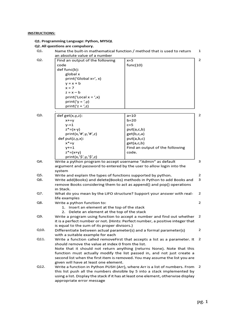 XII Functions Worksheet | PDF | Parameter (Computer Programming) | Computer Programming