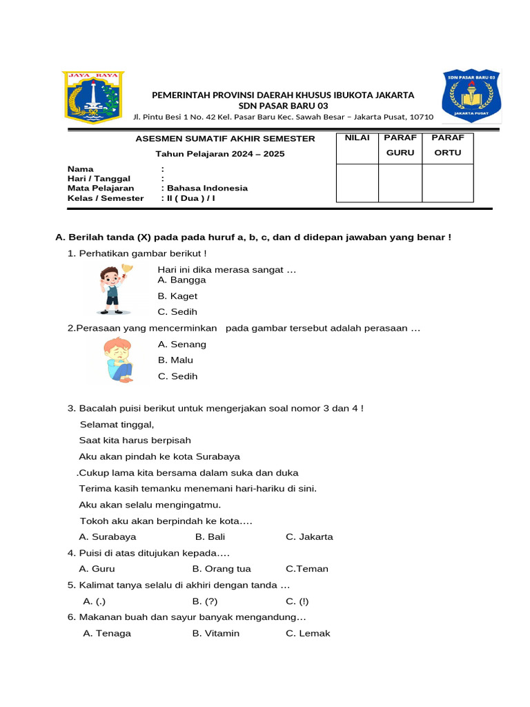 SOAL Asesmen Akhir Semester Ganjil LILA | PDF