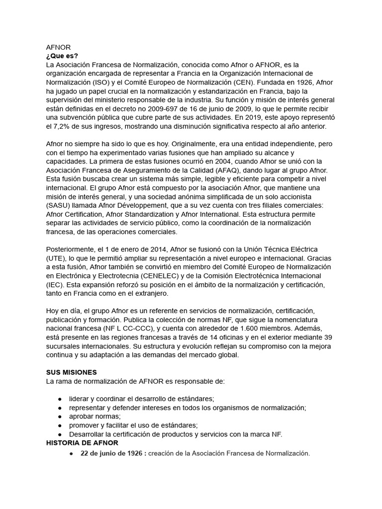 AFNOR Investigacion | PDF | Calidad (comercial) | Estandarización