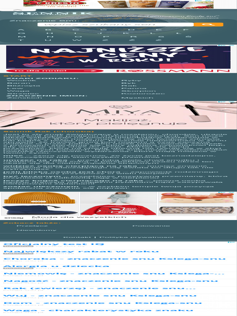 Rak (Choroba) - Znaczenie Snu Ksiega-Snu | PDF