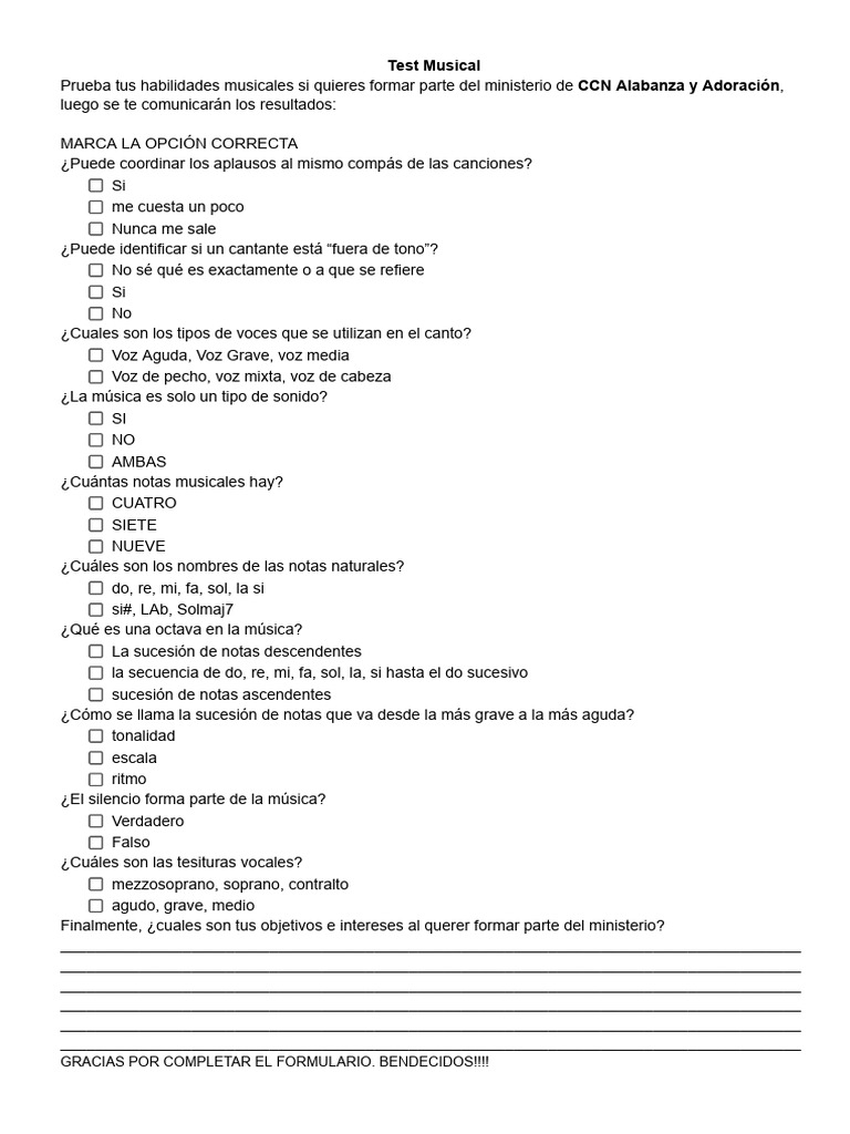 Test Musical | PDF