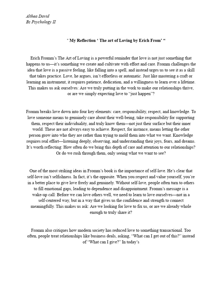 Understanding Fromm's Art of Loving | PDF | Love | Cognition