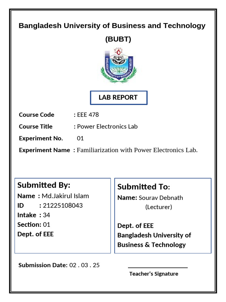Experiment No-01 (Id-43) . | PDF | Power Electronics | Electronics