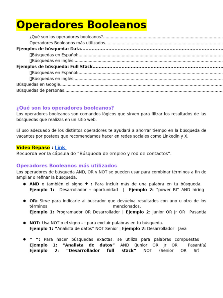 Guía de Búsqueda con Operadores Booleanos | PDF | Ingeniería de software | Informática