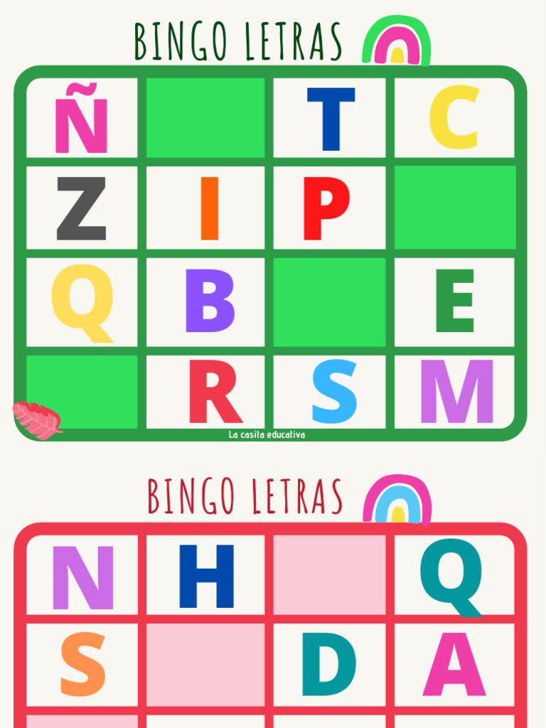 Bingo de Letras Educativo | PDF