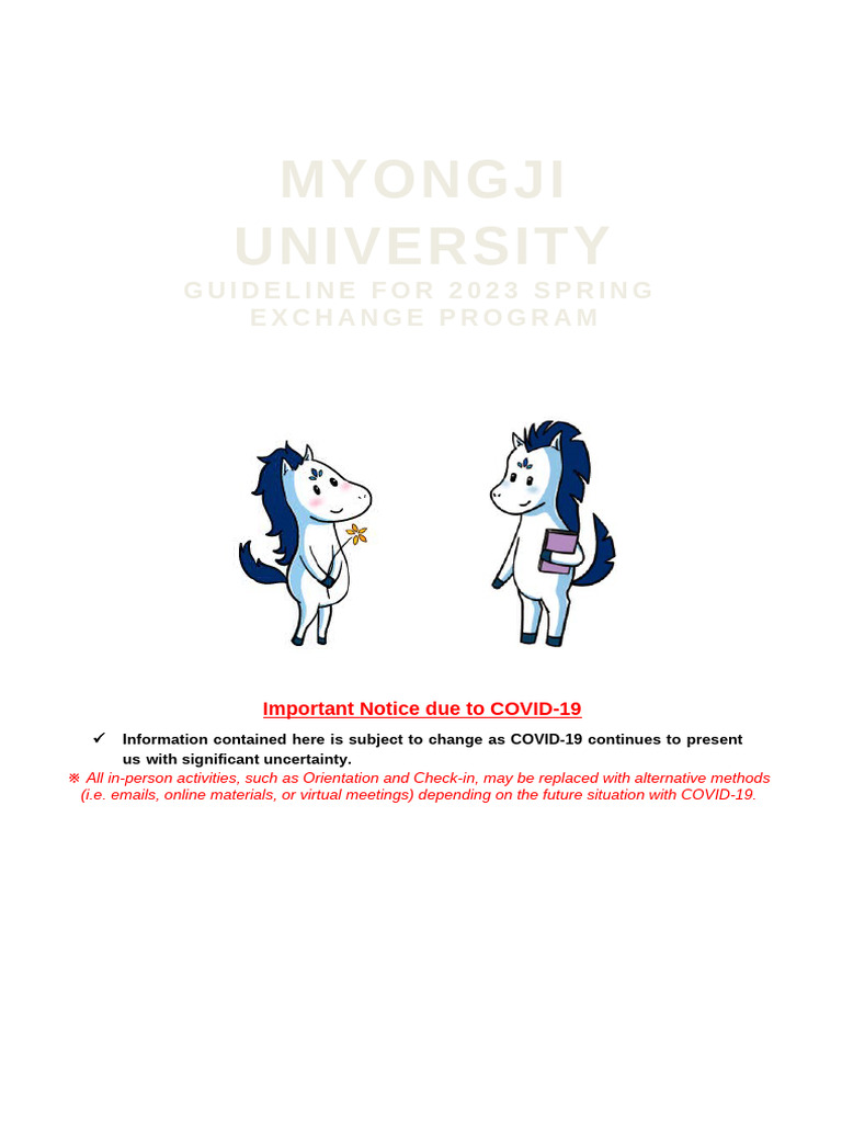 Myongji University Spring Exchange Guide | PDF | Consul (Representative ...