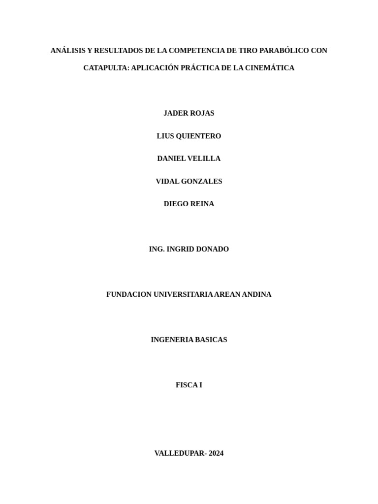 Tiro Parabólico Con Catapulta | PDF | Diseño | Teoría