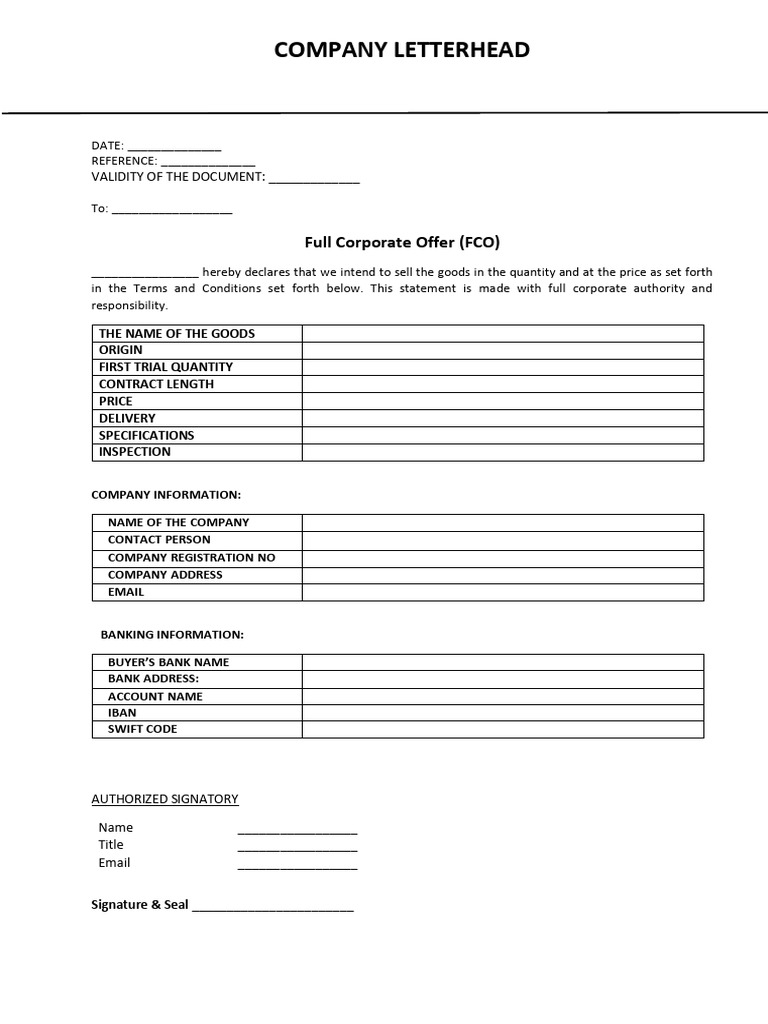 Full Corporate Offer Document Template | PDF