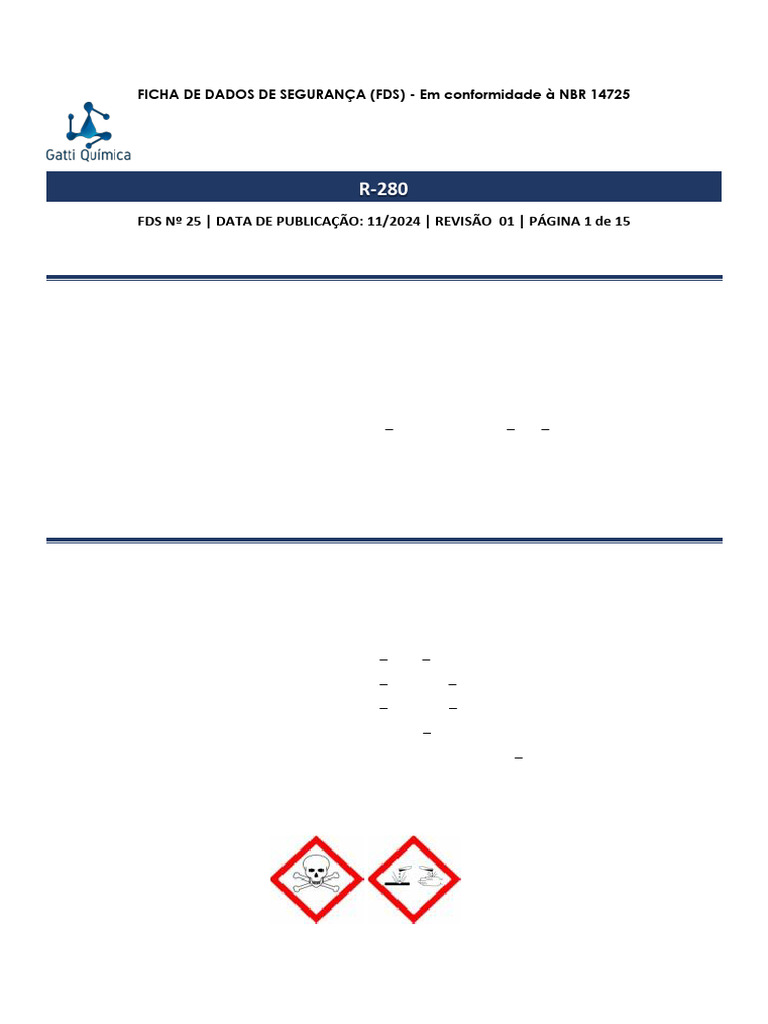FDS #25 - R280 Rev01 | PDF | Queimadura | Toxicidade