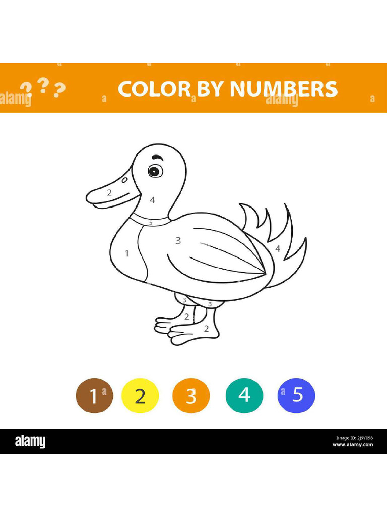 Color by Numbers Printable Activity With Cute Duck Worksheet for ...