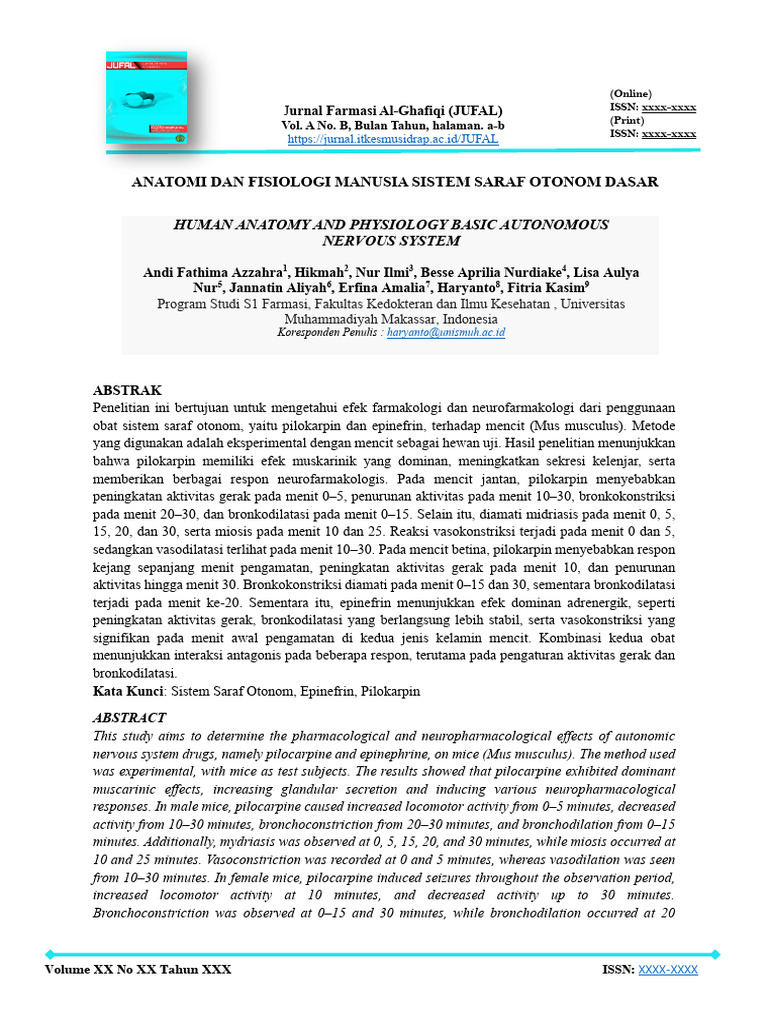 JURNAL - ANATOMI DAN FISIOLOGI MANUSIA SISTEM SARAF OTONOM DASAR | PDF
