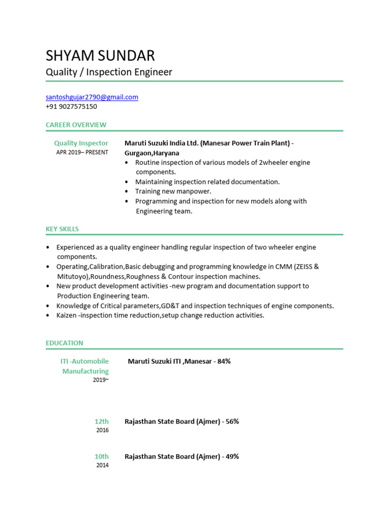 Shyam Sunder - Resume | PDF