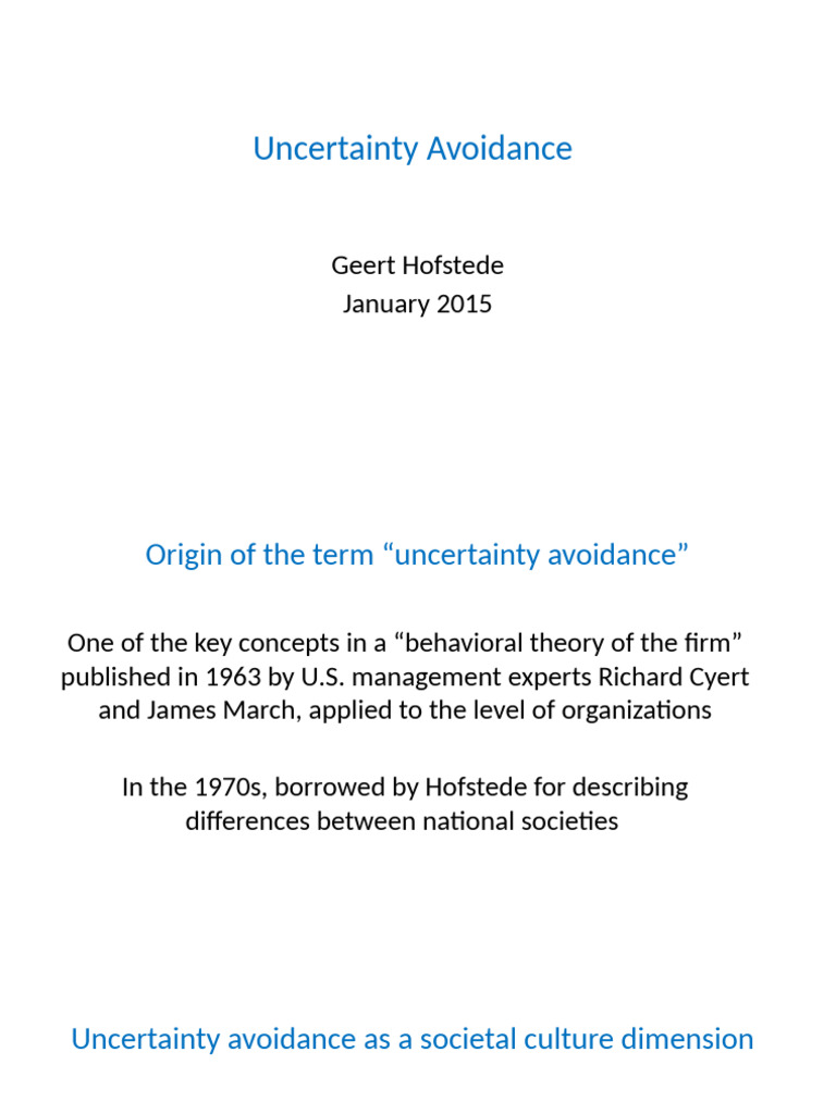 Understanding Uncertainty Avoidance | PDF | Uncertainty | Social Psychology