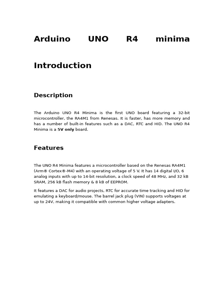 Chapter_1_Arduino UNO R4 minima Introduction | PDF | Computer Science | Information And ...