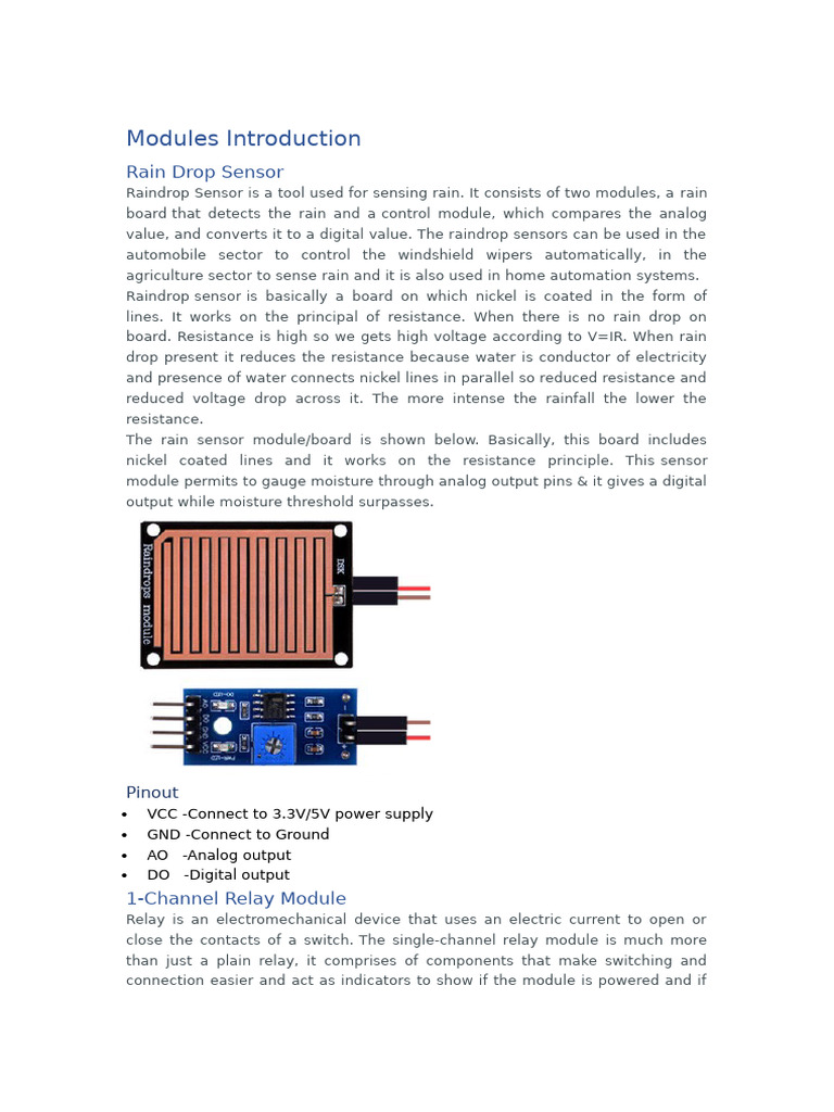Chapter - 2 - Modules Introduction | PDF | Relay | Sensor