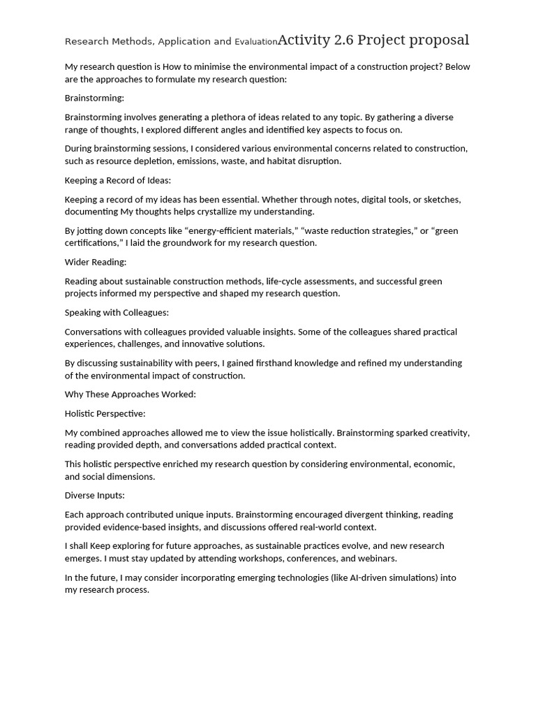 Activity 2.6 Research Project Proposal | PDF