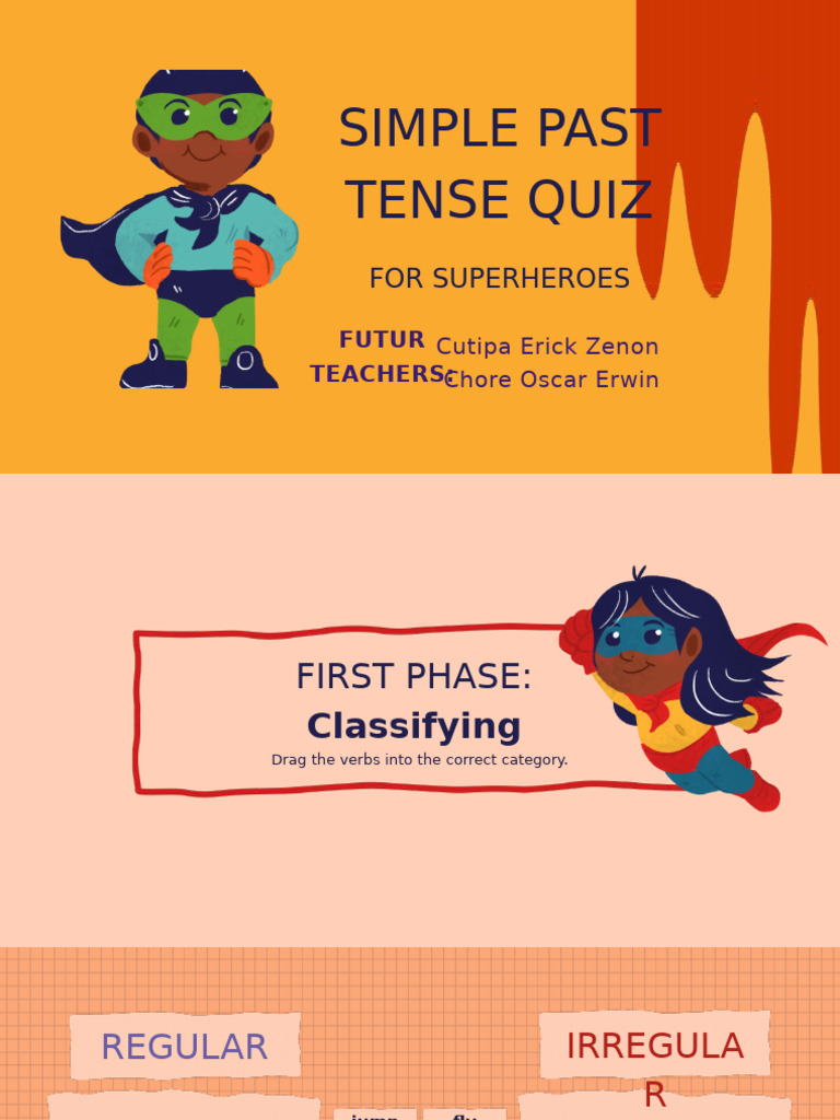 Colourful Playful Superheroes Past Simple Tense English Quiz ...